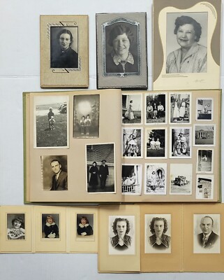 Vintage Scrapbook w/ over 80 Black And White Photographs Portraits ...