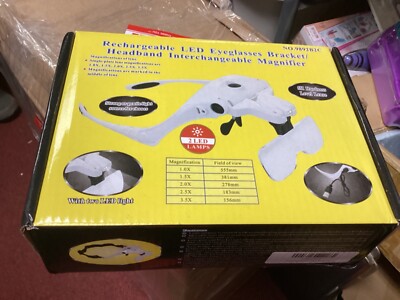 Rechargeable LED Eyeglasses Interchangeable Magnifier 5 Levels ...