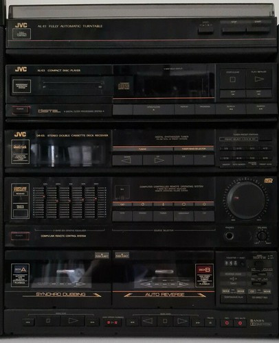 JVC HIFI STEREO RECORD PLAYER AM FM RADIO CASSETTE CD EQUALIZER DR-E5BK ...