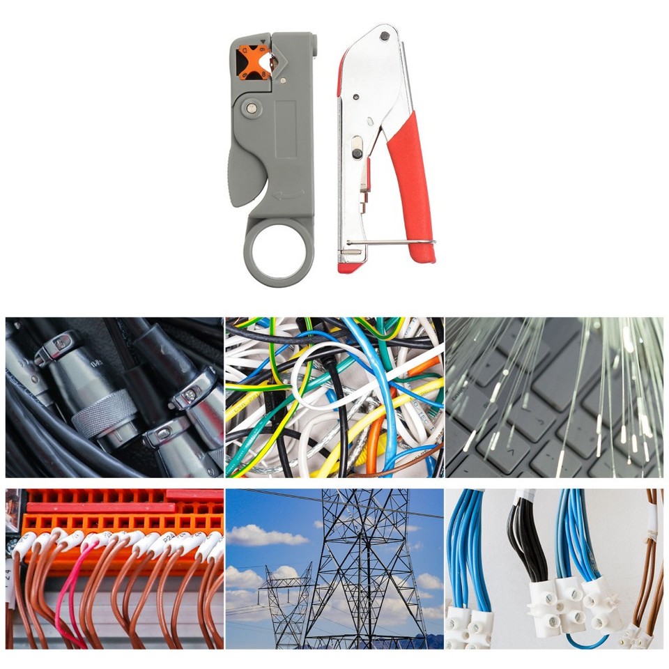 2 Pcs Wire Stripping Tool Coax Cable Crimpers Coaxial Compression ...