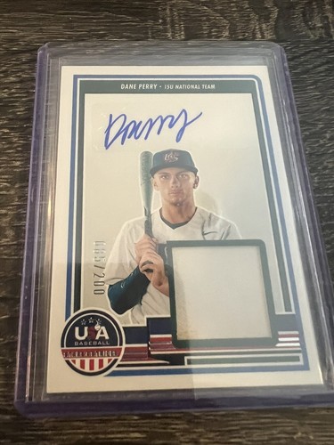 2023 Panini USA Baseball DANE PERRY 85/200 Auto Relic Stars And Stripes ...