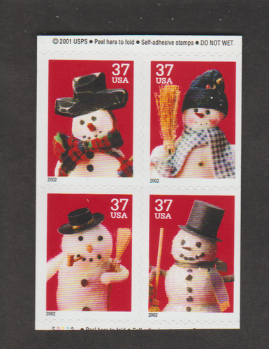 2002 US 3684-3687 BOOKLET BLOCK OF 4 SNOWMEN LARGE MNH | eBay