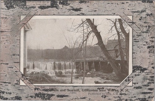 Falls And Sawmill Gilmanton Iron Works NH 1908 Dam Swallow Postcard | eBay