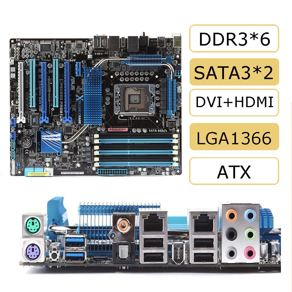 Asus P6X58D-E Desktop Motherboard, Intel Chipset, Socket B