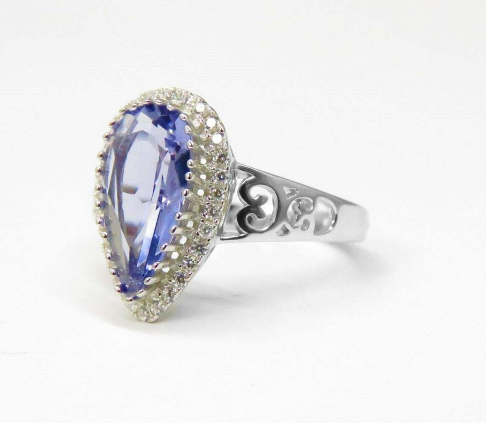 R6420S Mt St Helens Twilight Purple Helenite Pear W/CZ Sterling Silver ...
