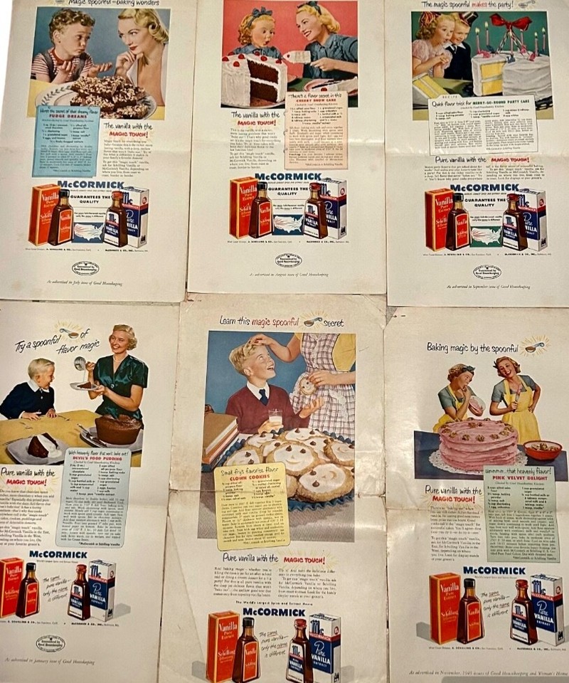 1940s Original Lot Of 6 McCormick Ads advertising print recipe Good ...