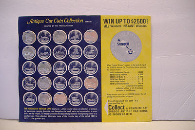 ~ SUNOCO ANTIQUE CAR COIN COLLECTION~SERIES 1~9 OF 25 COINS~WITH HOLDER ...