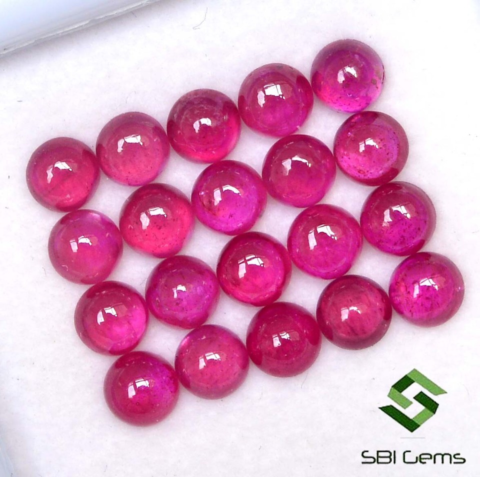 4 mm Natural Ruby Round Cabochon Lot 20 Pcs 9.28 CTS Calibrated Loose ...