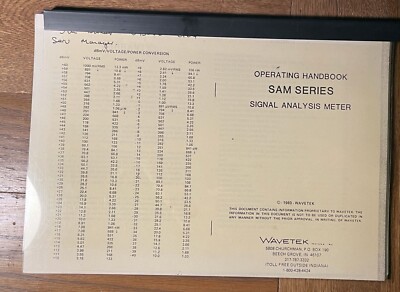 Wavetek SAM Series Signal Analysis Meter Operating Handbook | eBay UK