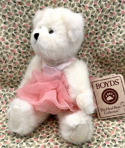 Boyds Bears 8.5" Plush Jointed White Ballerina Teddy Ashley K ...