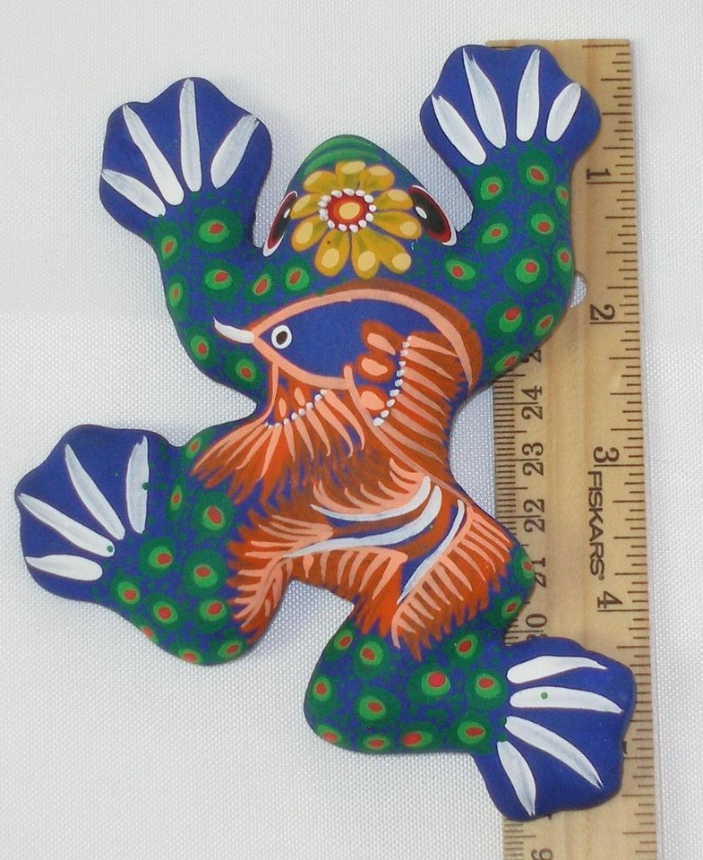 Frog Toad Clay Figurine Wall Art Decor Handmade Guerrero Mexico 5.5" F7 ...