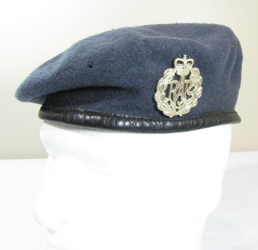 Vintage British Royal Air Force RAF Military Officer Beret & Crest Sz ...