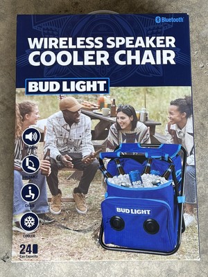 BUD LIGHT Blue Chair Cooler with Built in Bluetooth Speaker Tailgate ...