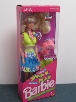 NEW VINTAGE SNAP N PLAY Barbie Doll NIB NRFB 1991 3550 PLASTIC CLOTHES ...