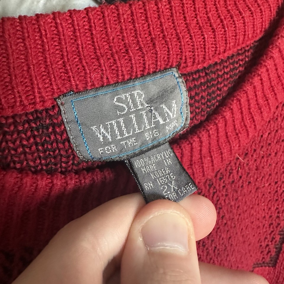 Vintage Sir William Sweater Boxy L/XL Pullover Knit Geometric Grandpa ...