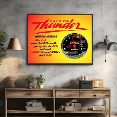 Days of Thunder Movie Yellow Edition Poster - NASCAR Cole Trickle Wall ...