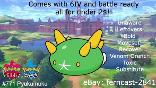 Pokemon Sword and Shield Shiny Pyukumuku 6IV Battle Ready Fast Delivery ...