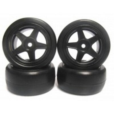 Team Powers RC Mini Pre-Glued Rubber Tire Set(32R,Black)For M-Chassis ...