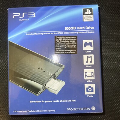 PS3 500GB Hard Drive For Super Slim PS3 Console PlayStation 3 Very Good ...