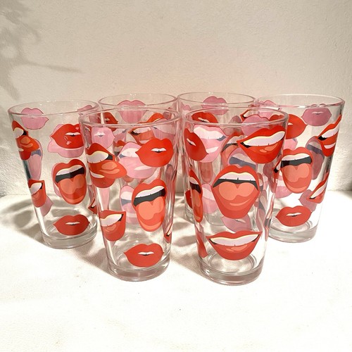 Vintage 1970's Style Red Hot Lips Drinking Glasses Highballs Set Of 6 ...