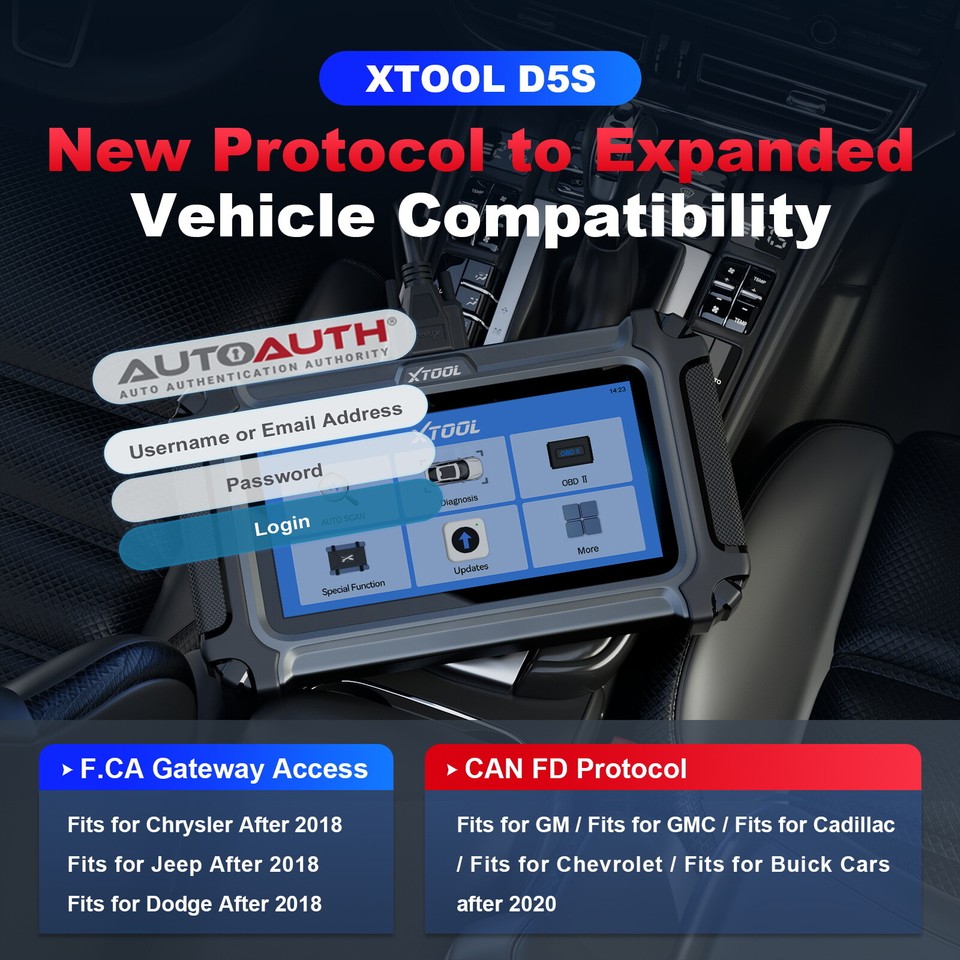 XTOOL D5S Car Engine Check OBD2 Scanner AT SRS ABS Diagnostic Code ...