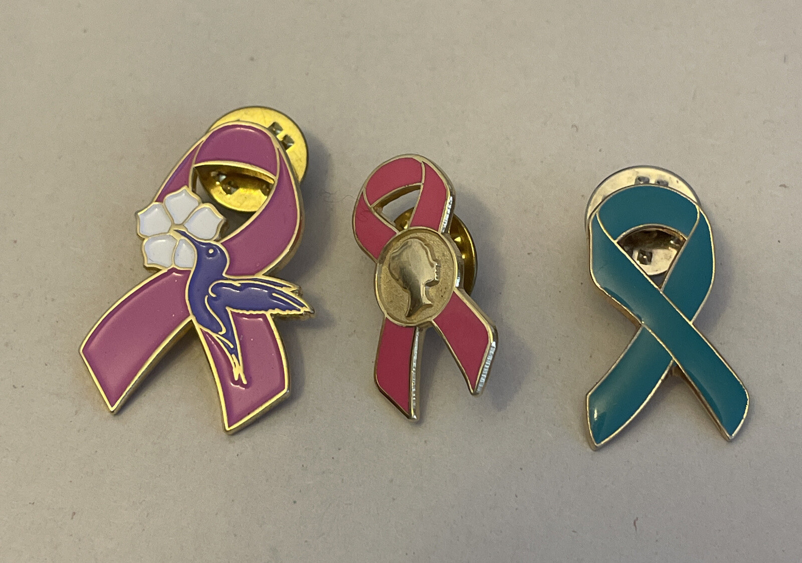3 Breast Cancer Awareness Ribbon Pin - Gem