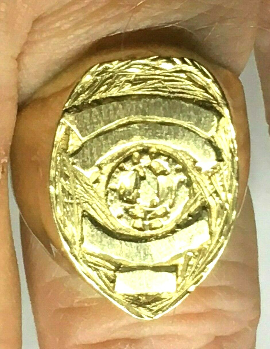 HEAVY POLICE BADGE RING Custom Security Guard SHIELD RING SOLID 14K ...