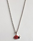 Ladybug Necklace 20" Red Black Enamel Bug Insect Beetle Silver Plated ...