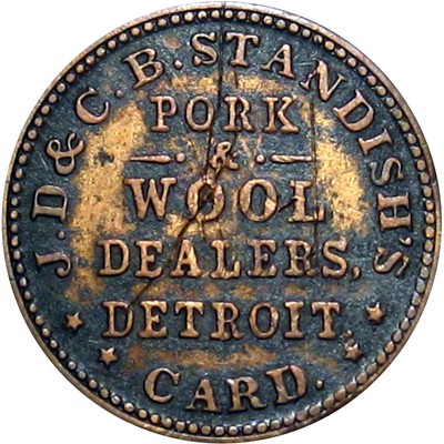 Detroit Michigan Civil War Token Standish's Pork & Wool Dealers | eBay