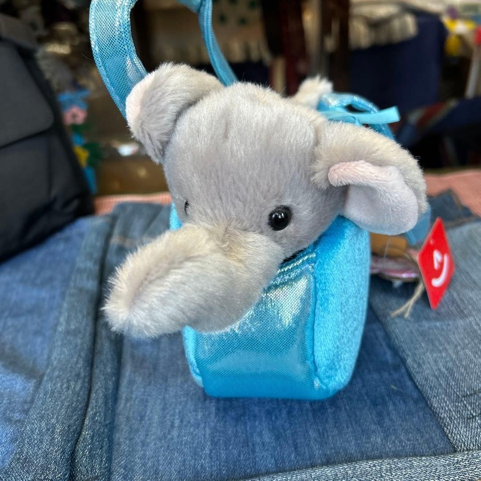 Elephant Design Plush Handbag, Blue Stuffed Animal Purse with Elephant ...