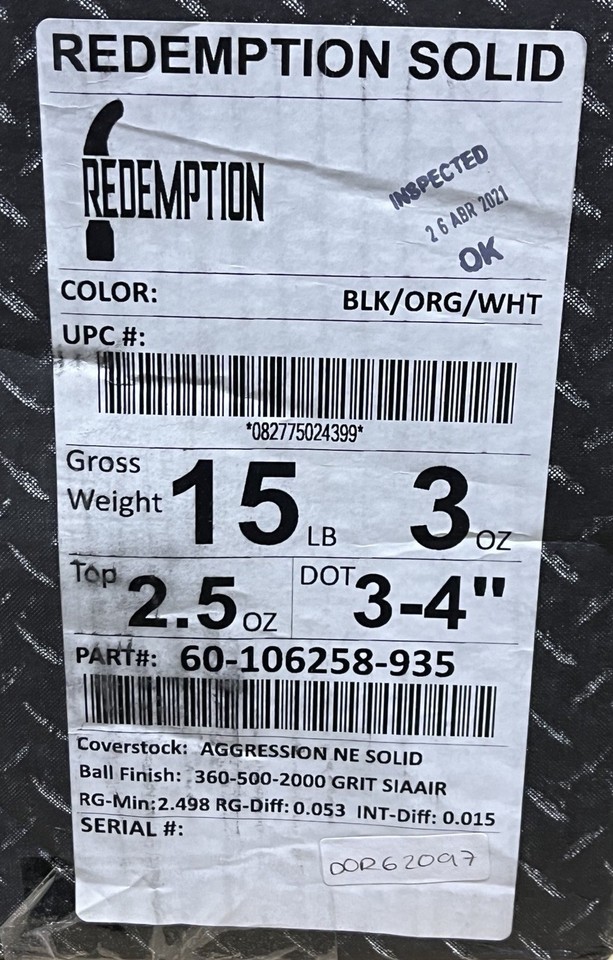 Hammer Redemption Solid 15 lb Bowling Ball New in Original Box | eBay