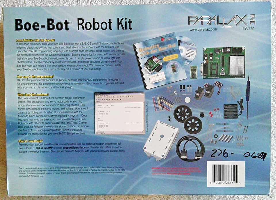 Parallax 28132 Boe-Bot Robot Kit No-Solder New Old stock | eBay