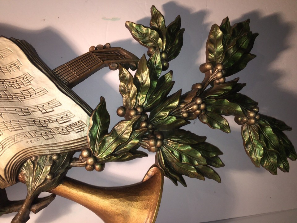 Lg VTG Burwood SYROCO Sheet Music ROOM Horn INSTRUMENT Wall HANGING ...