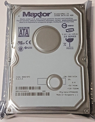 300 GB SATA Maxtor Diamondmax 10 6B300S0 7200rpm 16 MB HDD 3.5 " Disk ...