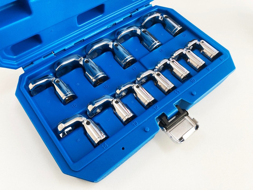 12PC SOCKET WRENCH SET FLEXI HEAD CROWS FOOT 3/8" DR 8 - 19MM CROWS ...