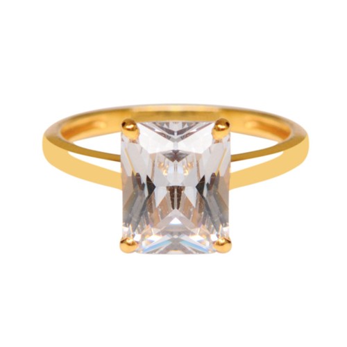D/VVS1 Rectangle Shape 2.85 Carat Solitaire Women's Ring In 14KT Yellow ...
