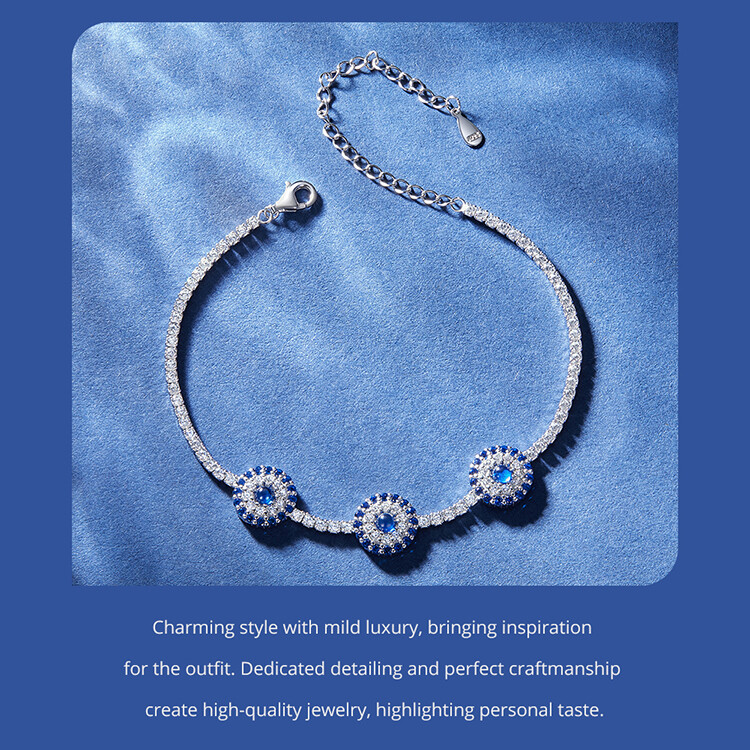 Voroco S925 Sterling Silver Devil's Eye Tennis CZ Bracelets Jewelry Women Gifts | eBay