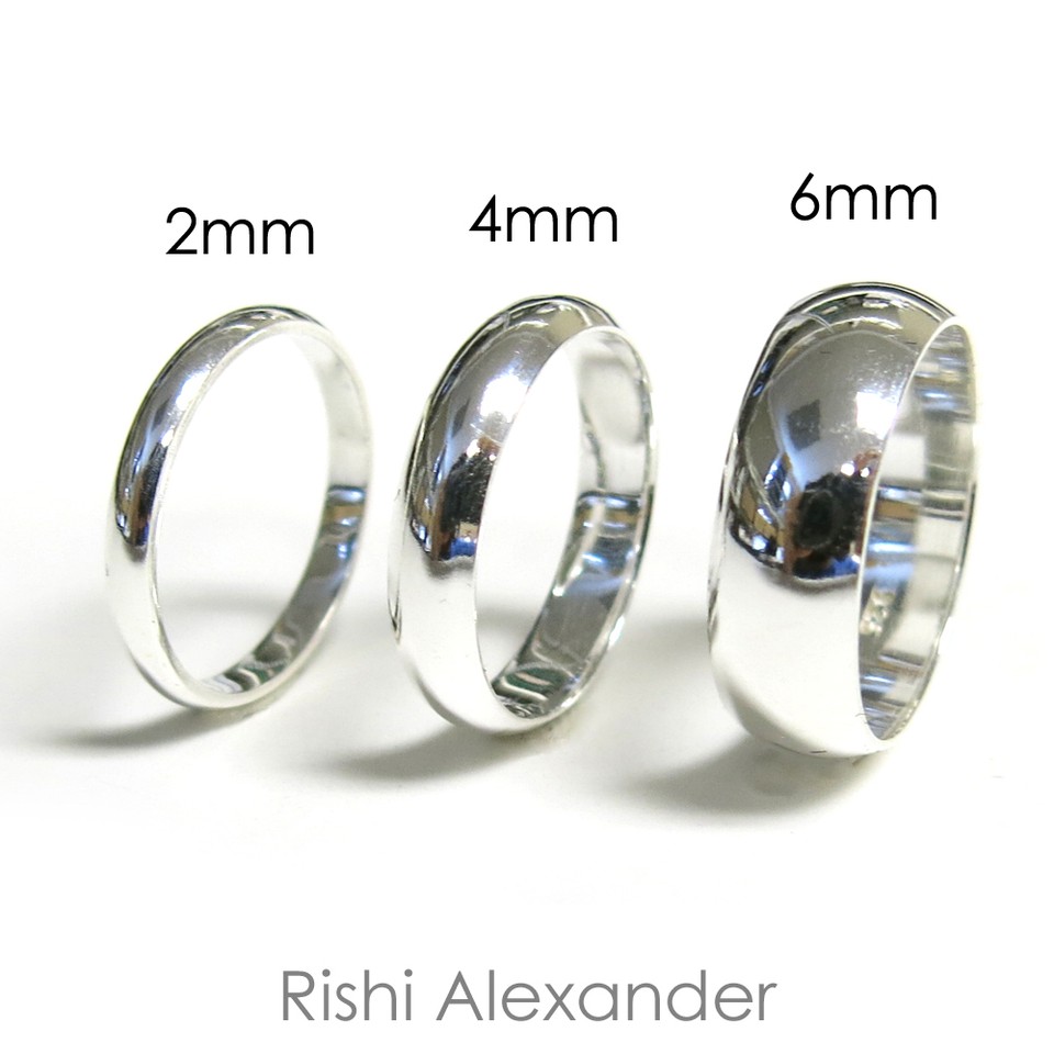 925 Sterling Silver High Polished Wedding Band Ring All Sizes | eBay