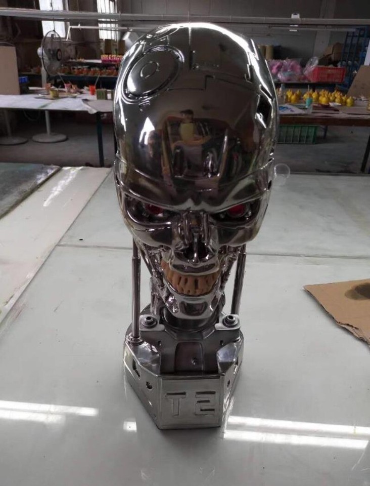 NEW T800 Terminator Arnold T2 1:1 Endoskeleton Skull Bust Resin Statue ...