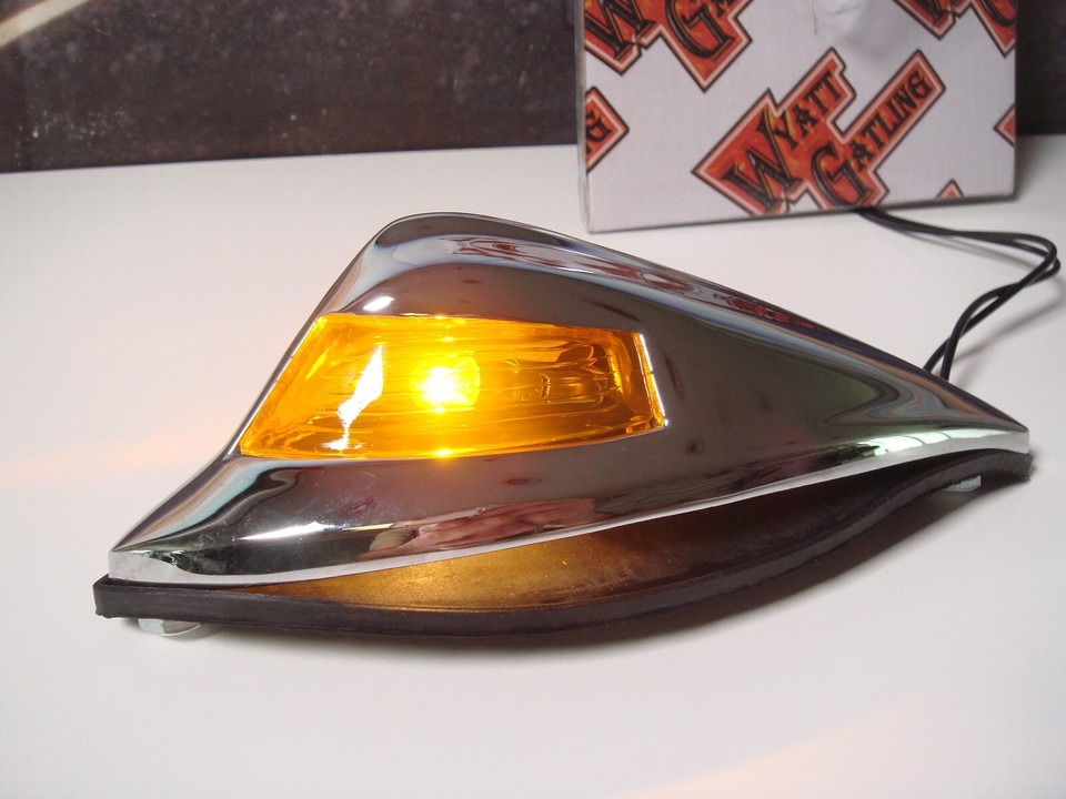 Harley Indian Front Fender Lamp Amber 12 Volt Chrome Housing V-Twin 33 ...