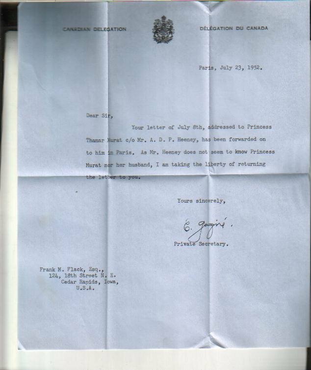 Princess Thamar Murat Rejected Autograph Letter 1952 | eBay