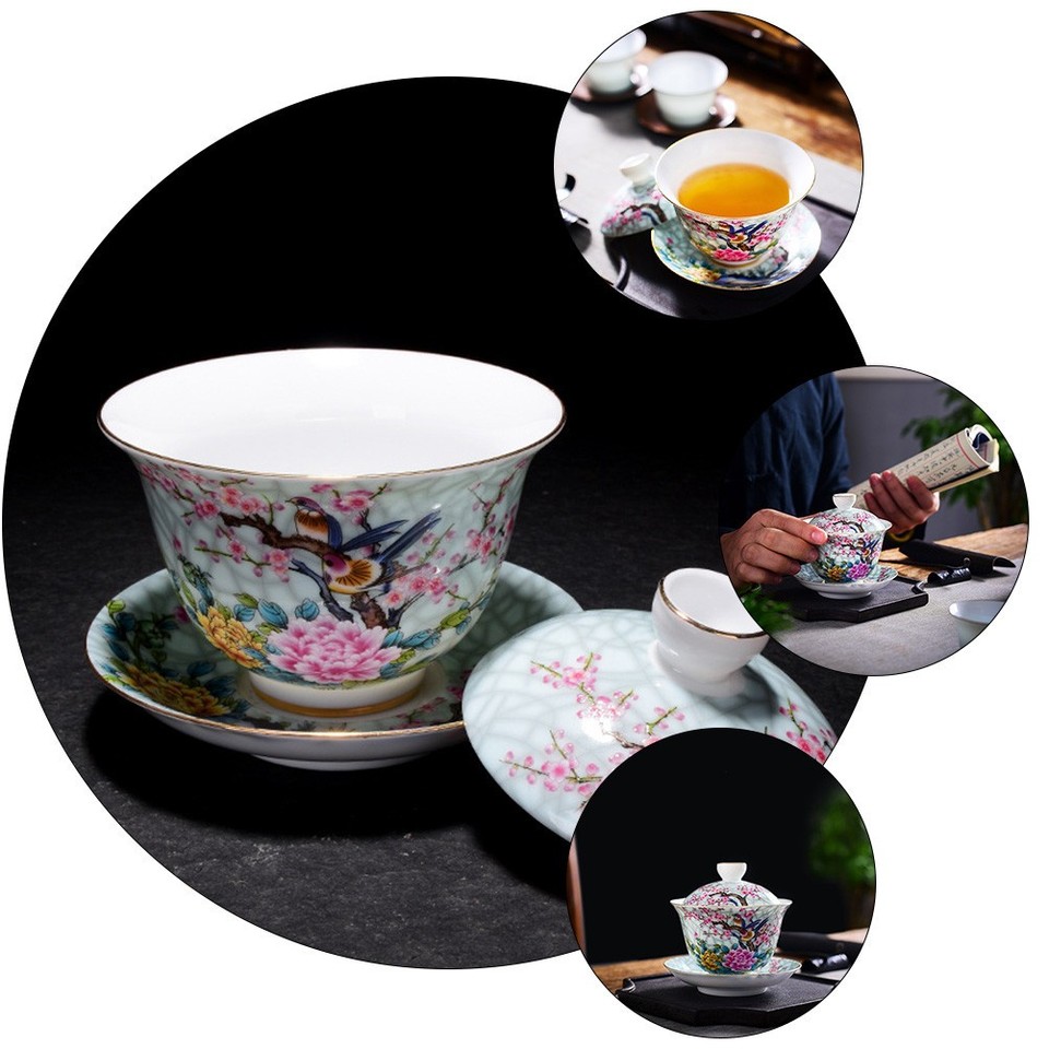 1 Set Tea Cup Ceramic Teapot Flower Bird Design Teapot Retro Tea Set ...