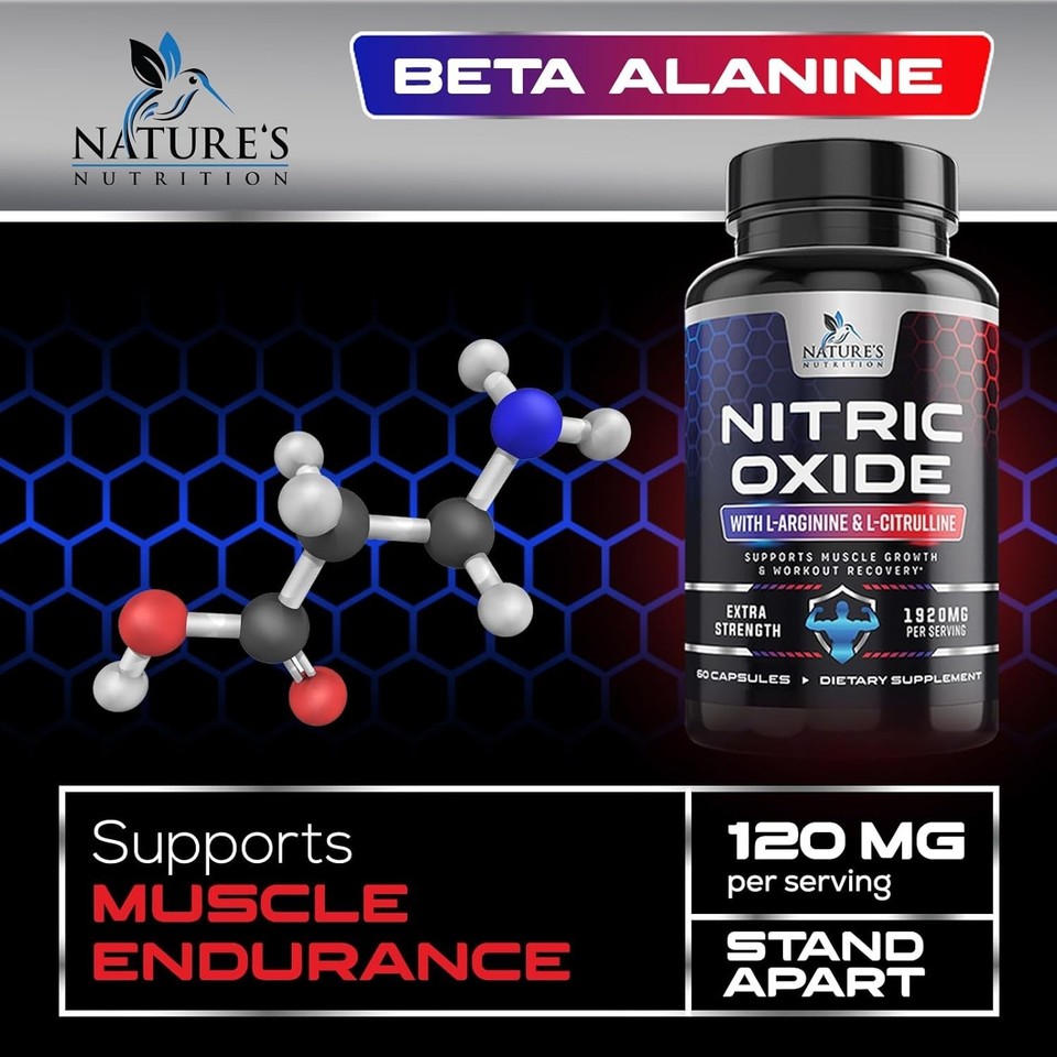 Nitric Oxide Booster Extra Strength, L Arginine 3X Strength Nitric ...