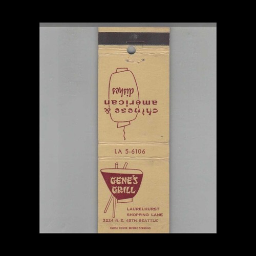 Matchbook Cover Gene's Grill Seattle, WA | eBay