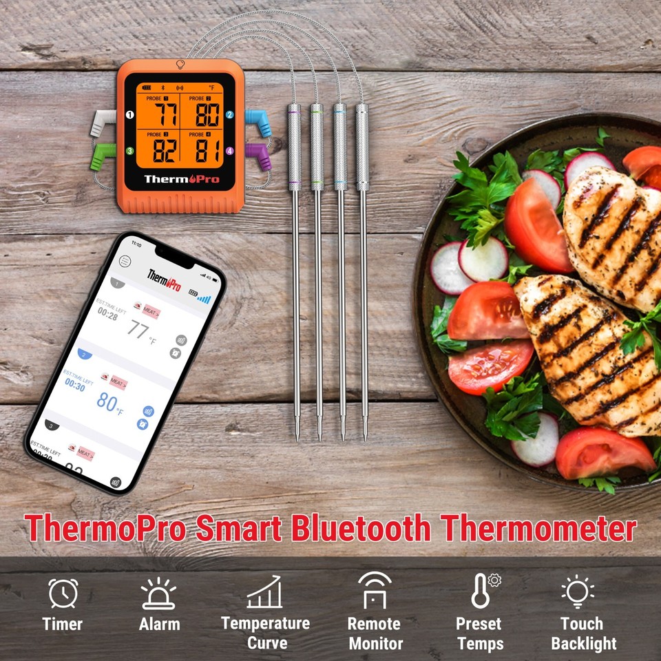 ThermoPro TP930 500FT Wireless Meat Thermometer, Bluetooth Meat ...