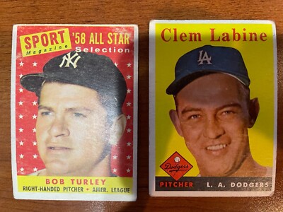 1958 Topps Lot Bob Turley Clem Labine LA Dodgers New York Yankees | eBay