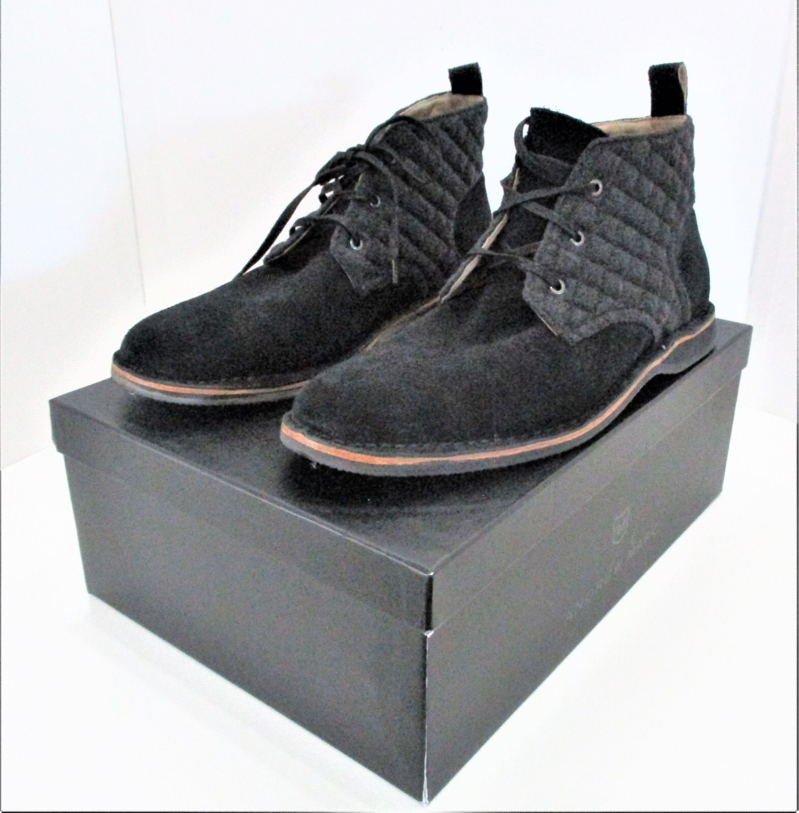 Andrew Marc Dorchester Chukka Boot 10.5 D Black Suede Charcoal Quilted ...