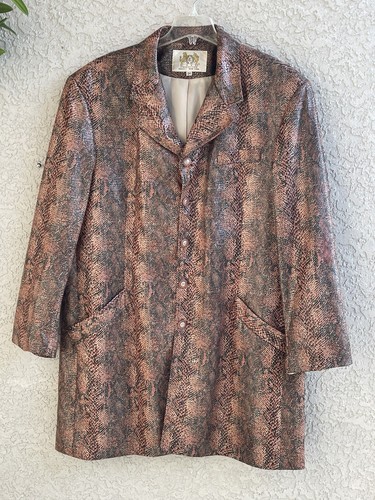 Vintage LC Python Print Leather Trench Coat Size 2X # W9 Made In USA ...