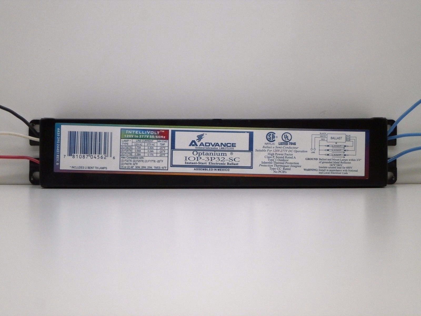 Advance IOP-3P32-SC Electronic Fluorescent Ballast for (3) F32T8 F25T8 ...