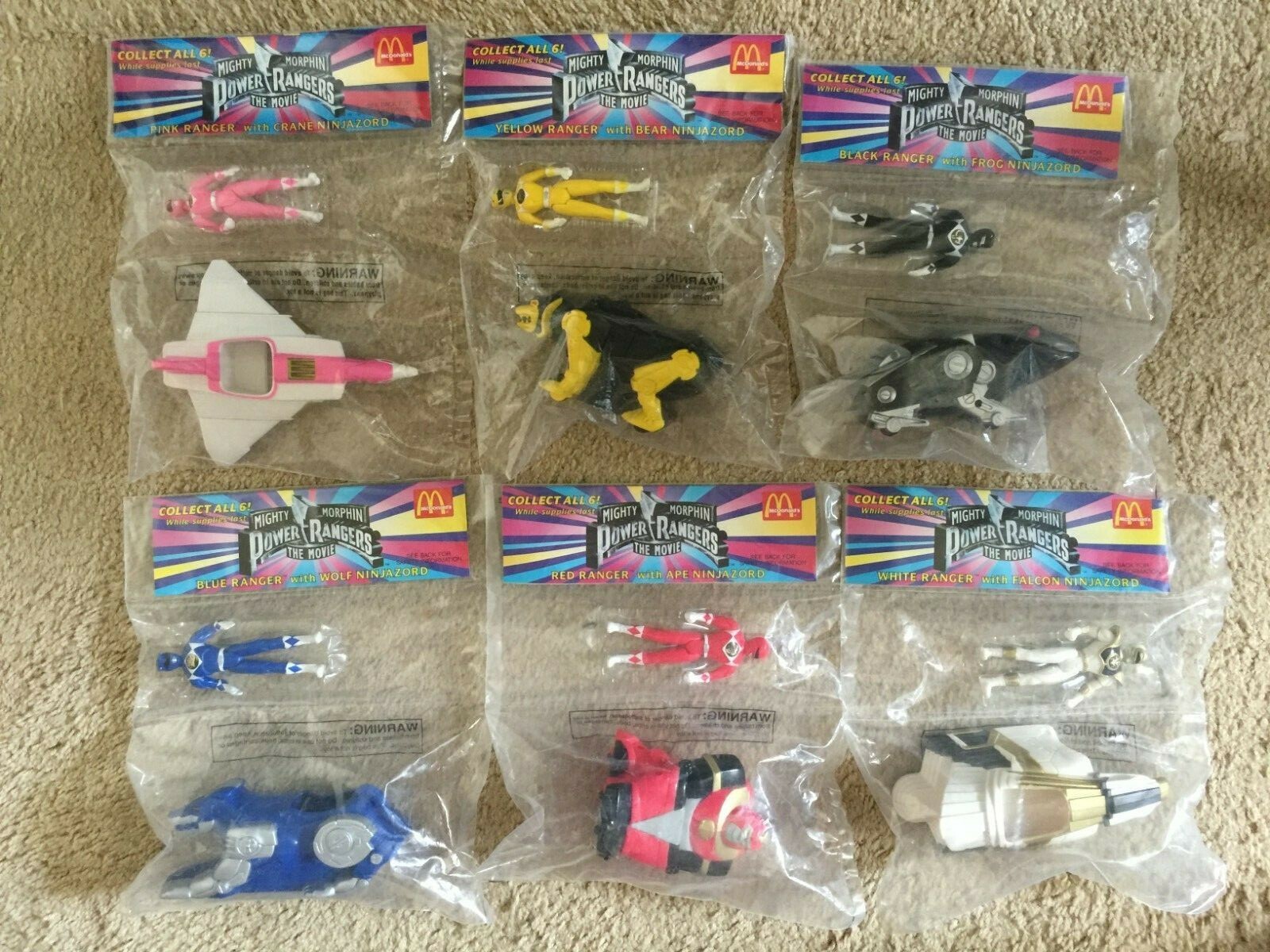 POWER RANGERS "The Movie" McDonald's Happy Meal Toys 1995 (LOT OF 6 ...